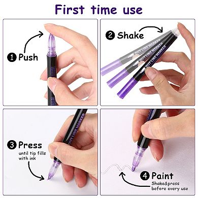 12 Colors Double Line Outline Pens Metallic