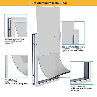Aluminum Pet Extra Large Dog Cat Magnetic Locking Flap Screen Door Gate
