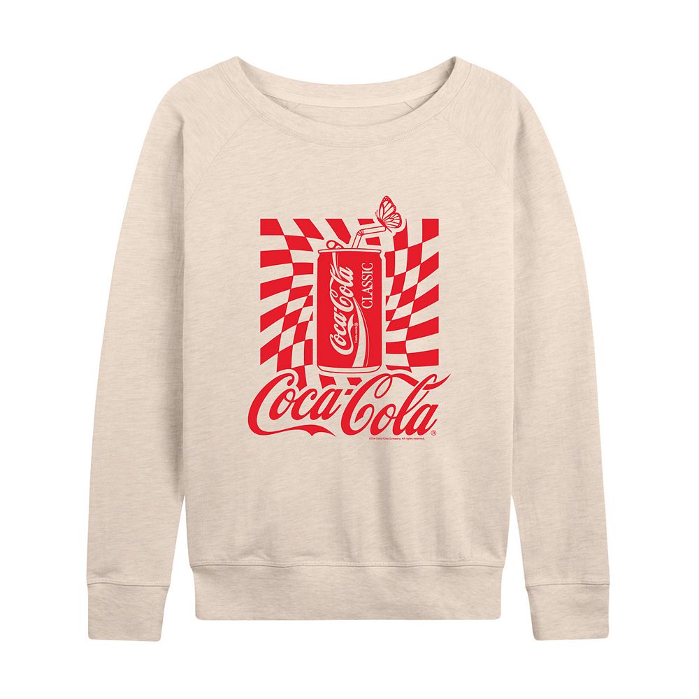 Women's Coca-Cola Warped Grid With Can French Terry Long Sleeve Tee