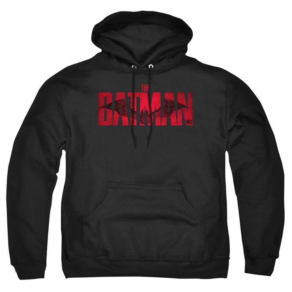 The Batman Crimson Drawn Bat Logo Adult Pull Over Hoodie