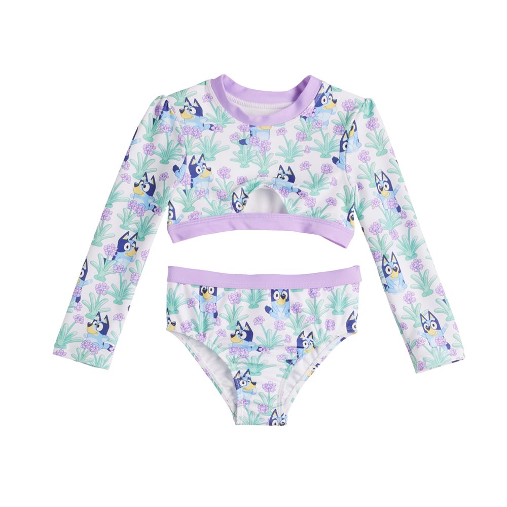 Toddler Girl Bluey Rash Guard Two-Piece Top & Bottoms Swim Set