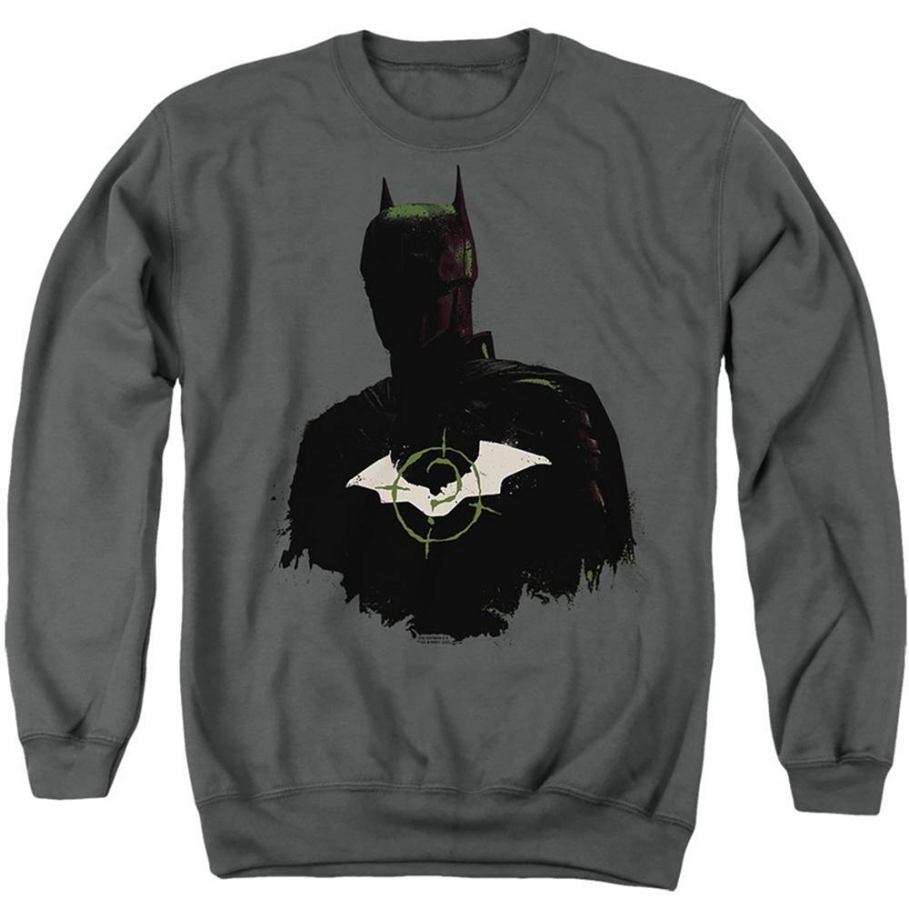The Batman Silhouette With Riddler Logo Adult Crewneck Sweatshirt