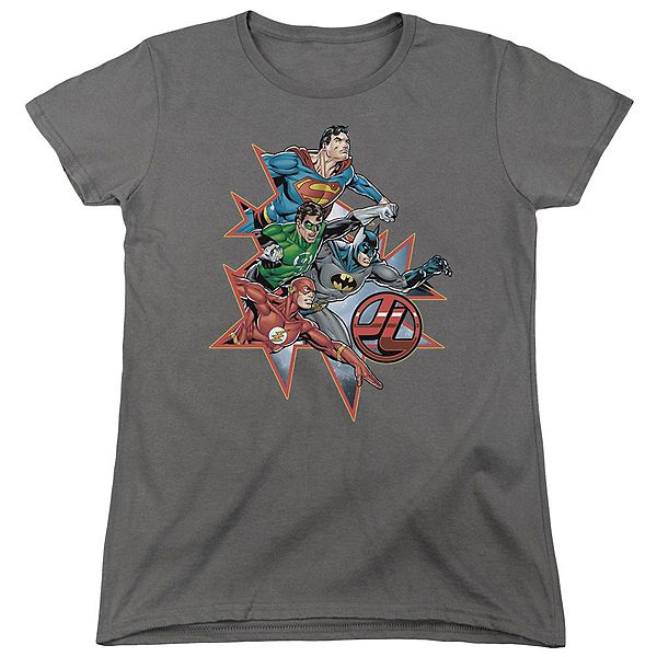 Justice League Of America Starburst Short Sleeve Womens T-shirt