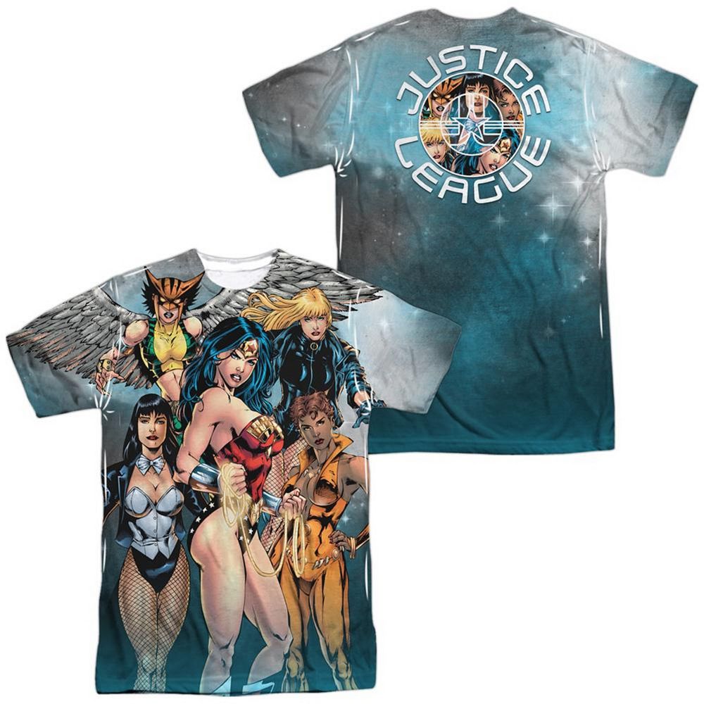 Justice League Of America Gals Night Out Short Sleeve Adult Poly Crew T ...
