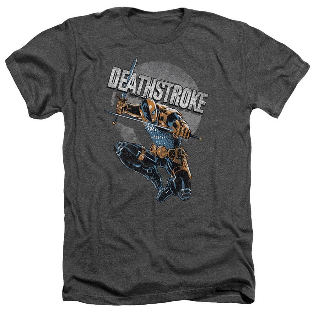 Justice League Of America Deathstroke Retro Adult Heather T-shirt