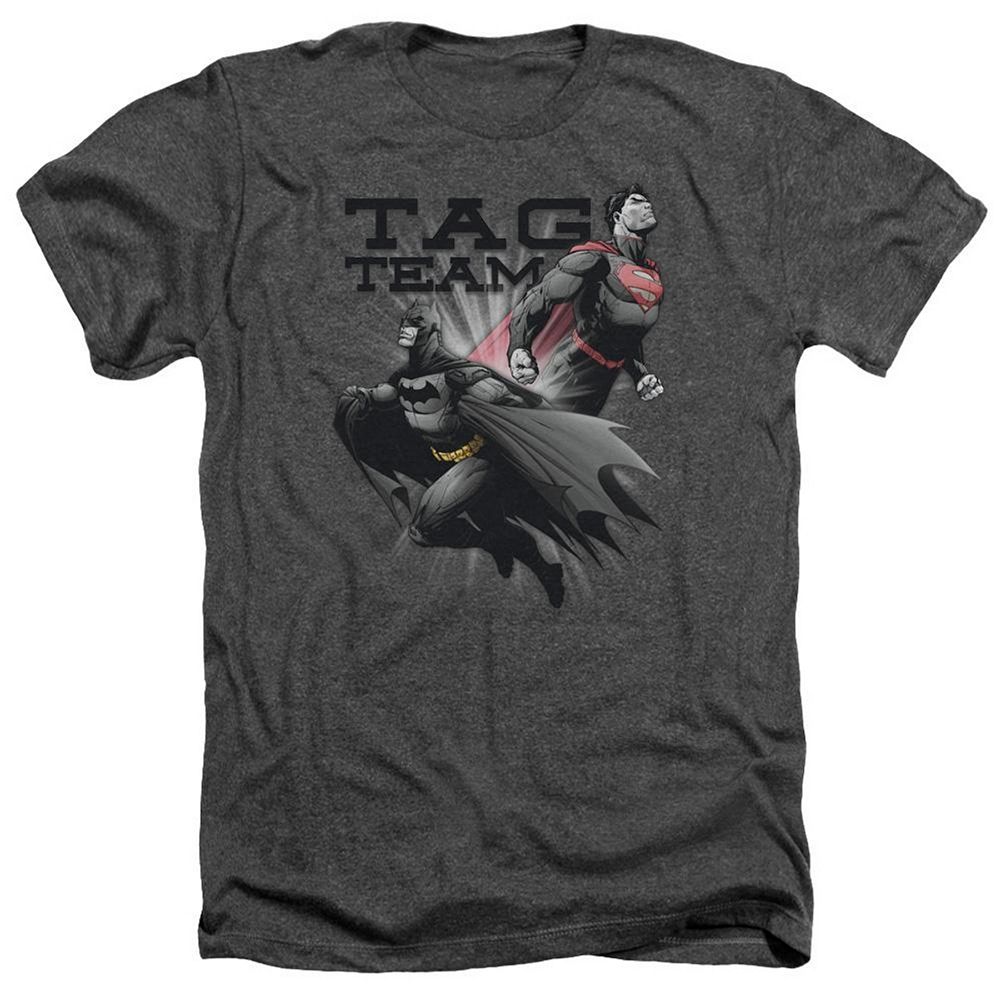 Justice League Of America Tag Team Adult Heather T-shirt