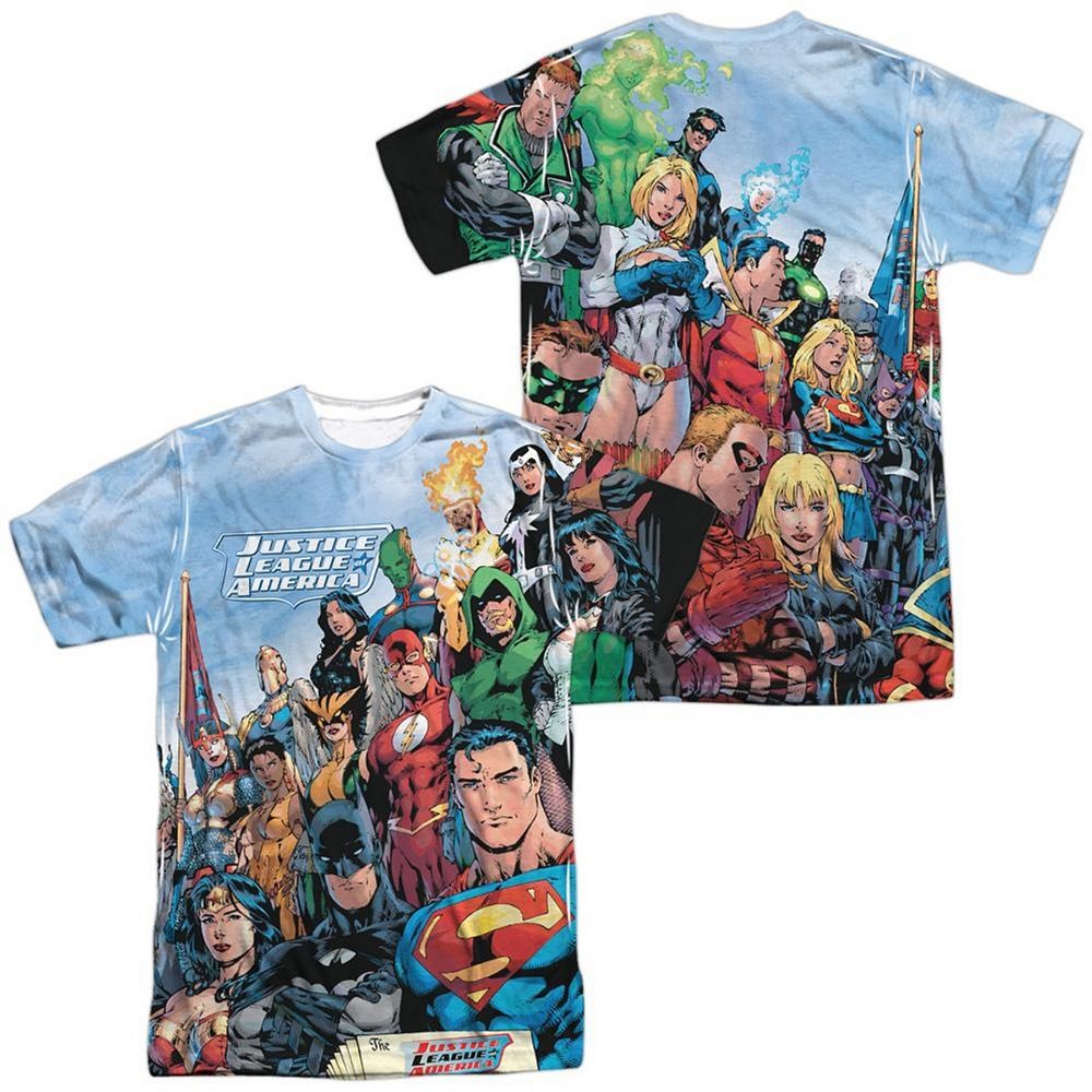 Jla Justice League Of America Short Sleeve Adult 100% Poly Crew T-shirt