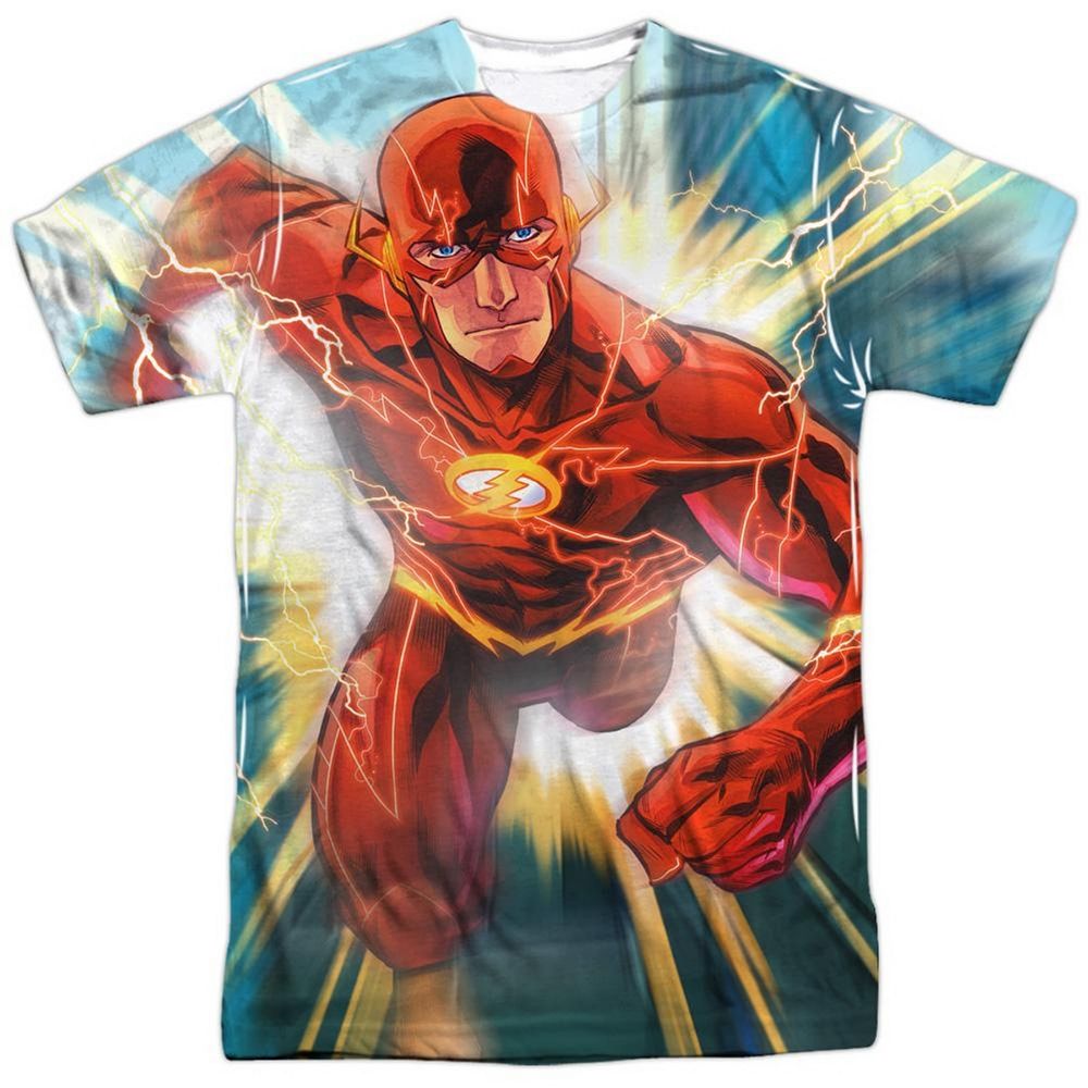 Justice League Of America Faster Than Lightning Short Sleeve Adult Poly ...