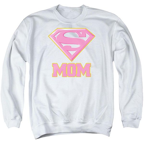 Superman Super Mom Pink Adult Crewneck Sweatshirt