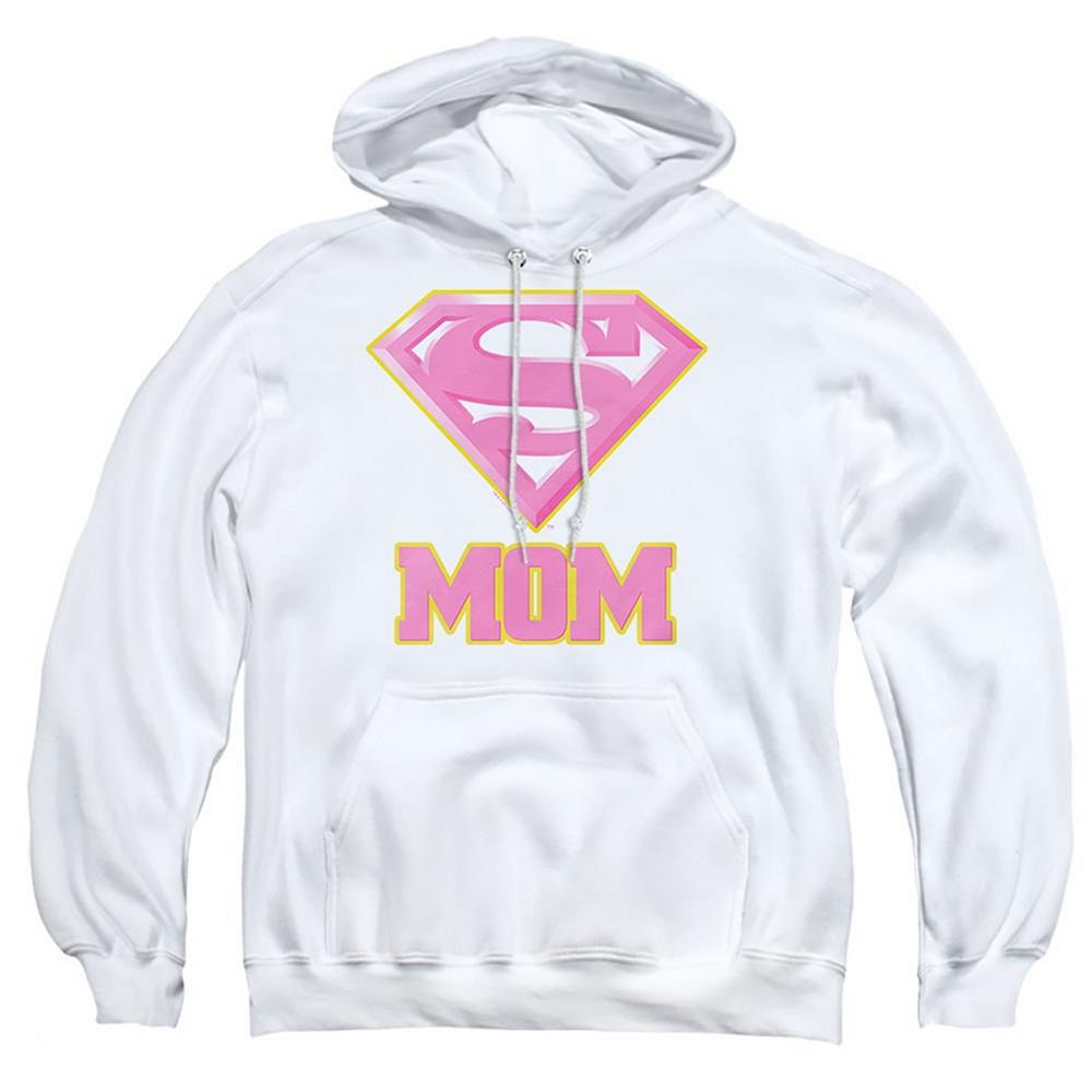 Superman Super Mom Pink Adult Pull Over Hoodie