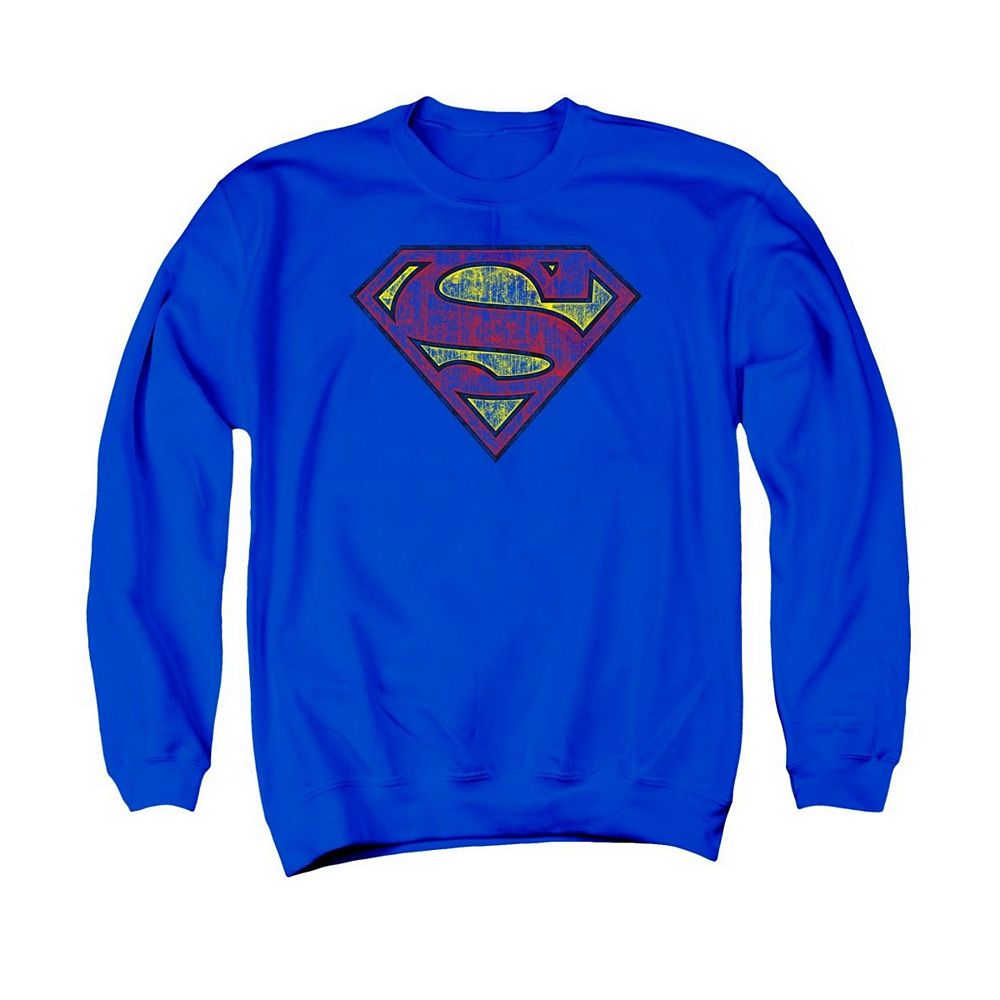 Superman Tattered Shield Adult Crewneck Sweatshirt