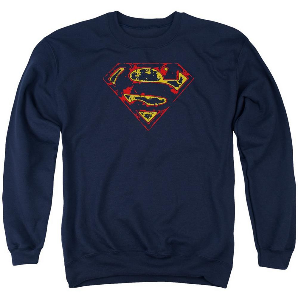 Superman Super Distressed Adult Crewneck Sweatshirt