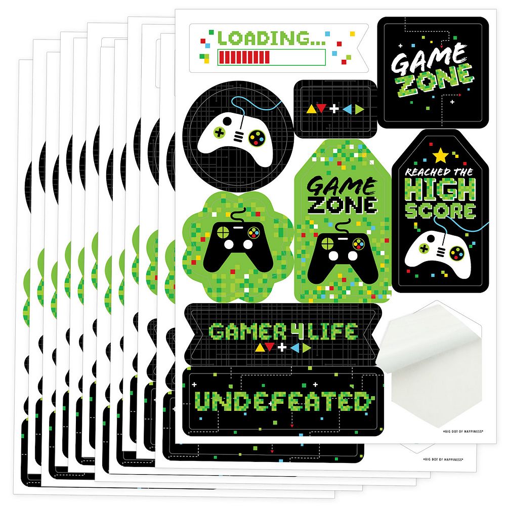 Big Dot Of Happiness Game Zone Pixel Video Game Party Favor Sticker 12 ...