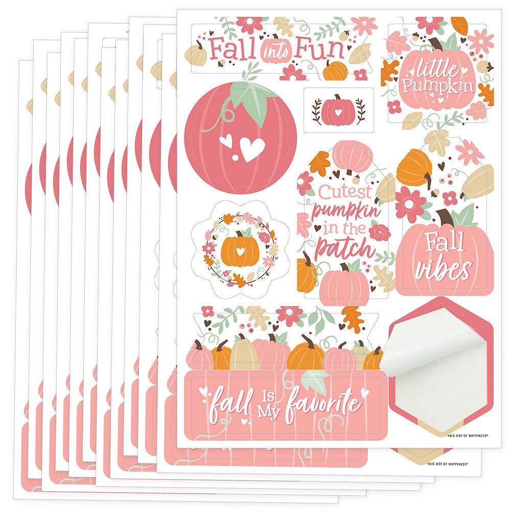 Big Dot Of Happiness Girl Little Pumpkin Fall Party Favor Sticker Set ...