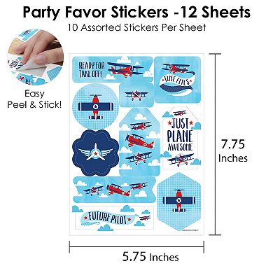 Big Dot Of Happiness Taking Flight Airplane Party Favor Sticker 12 ...