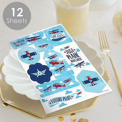 Big Dot Of Happiness Taking Flight Airplane Party Favor Sticker 12 ...