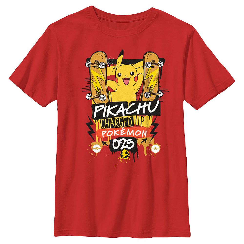 Boys 4-7 Pokemon Pikachu Charged Up Skateboards Tee