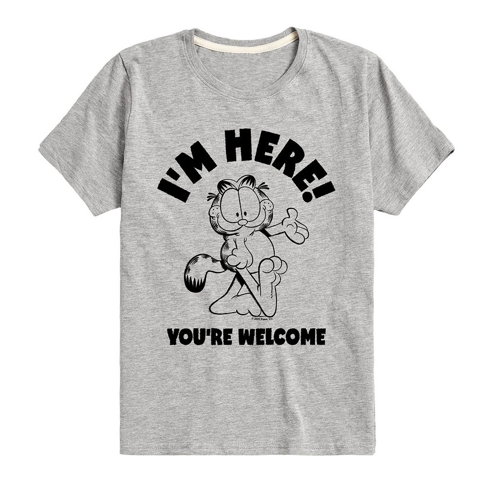 Boys 8-20 Garfield I'm Here You're Welcome Graphic Tee