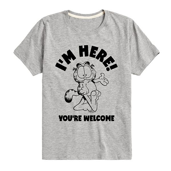 Boys 8-20 Garfield I'm Here You're Welcome Graphic Tee