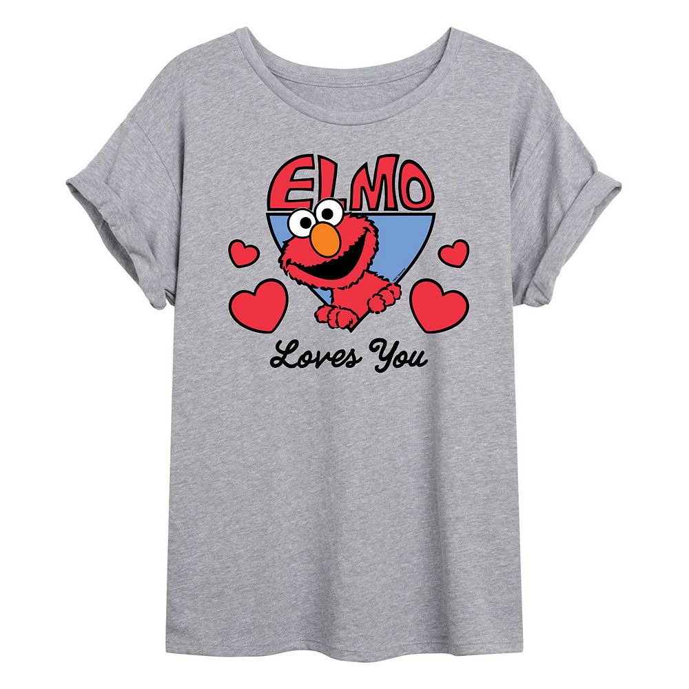 Juniors' Sesame Street Elmo Loves You Oversized Tee