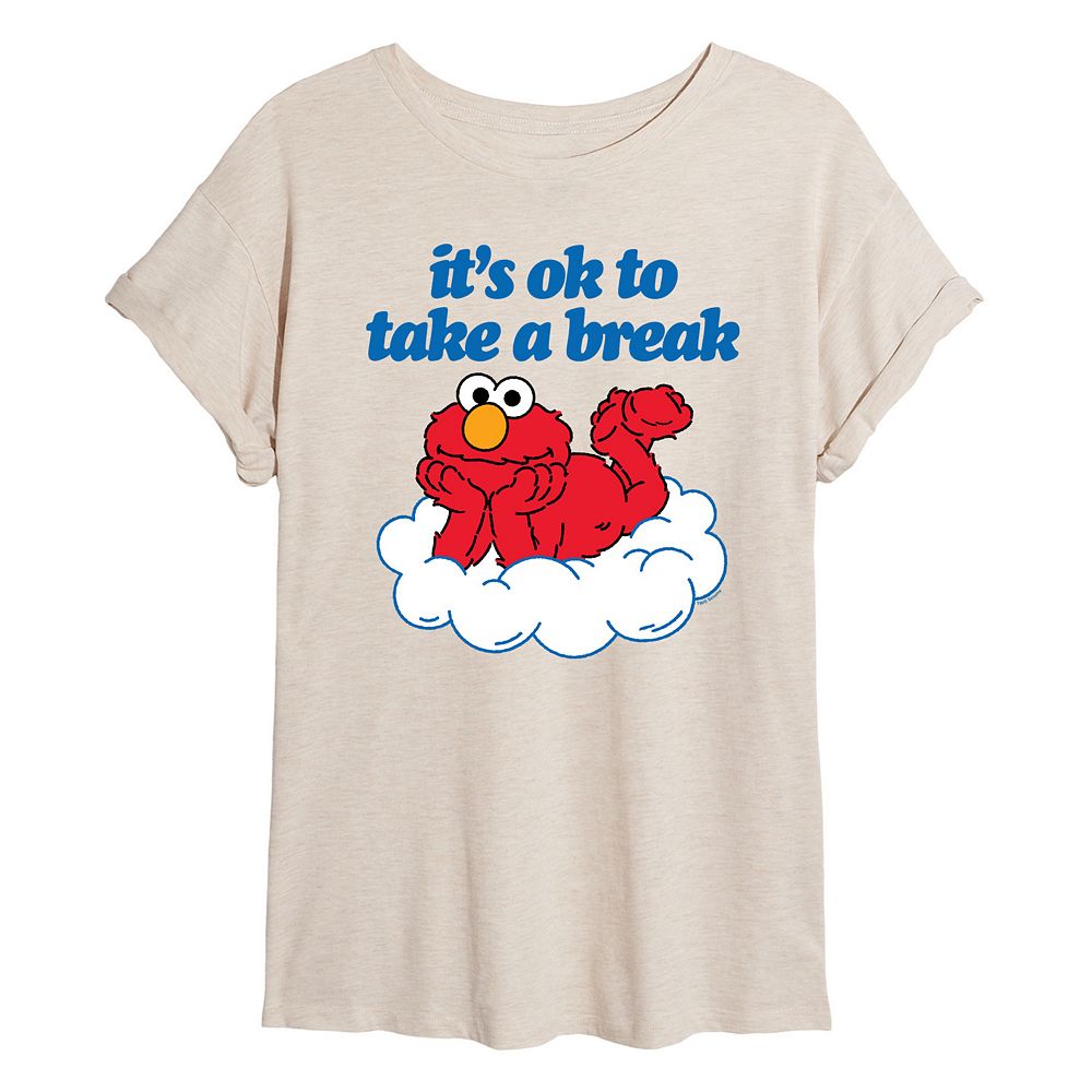 Juniors' Sesame Street Elmo Take A Break Oversized Tee