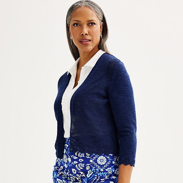 Women's Croft & Barrow® Open Front Pointelle Cardigan
