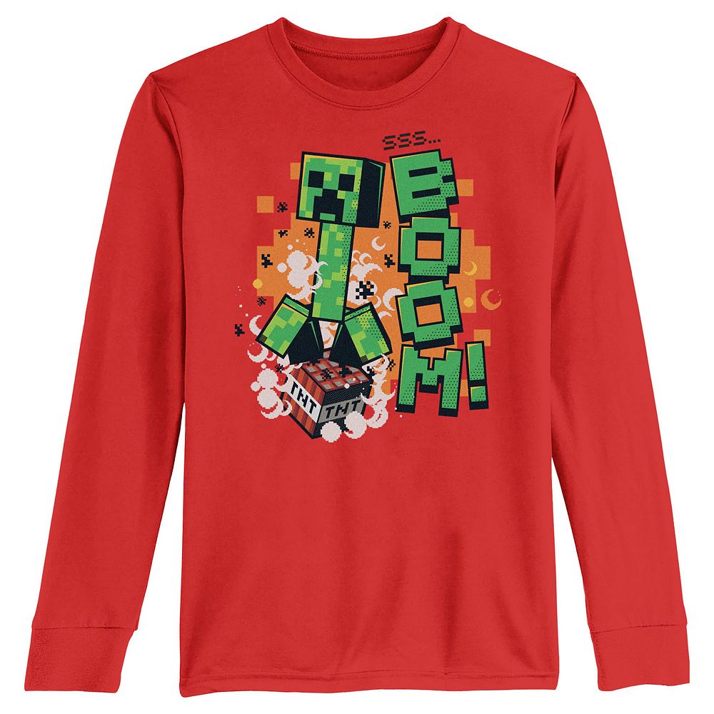 Boys 8-20 Minecraft Creeper Over TNT Long Sleeve Graphic Tee