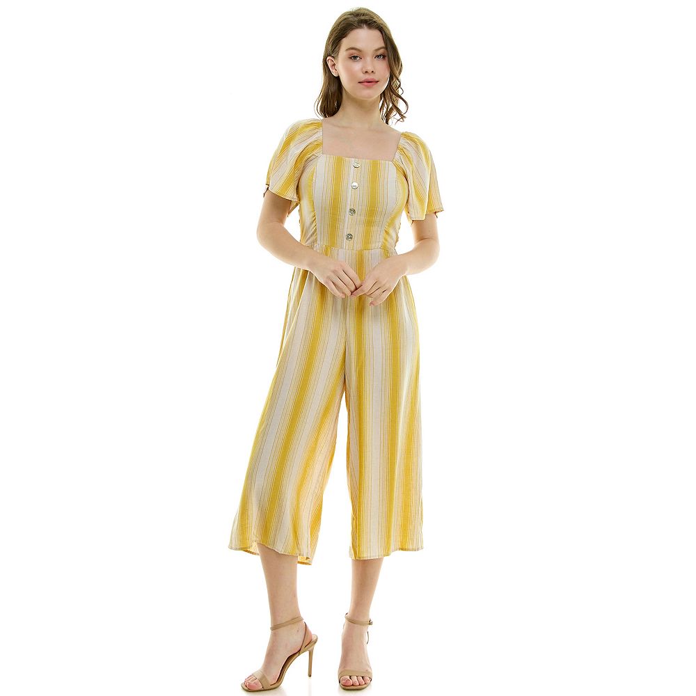 Women's Luxology Short Sleeve Smocked Back Cropped Jumpsuit