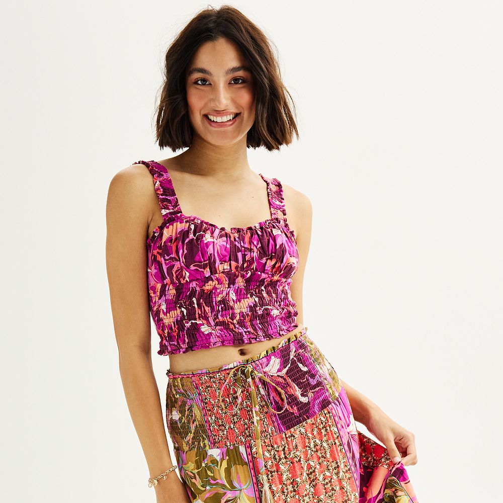 Juniors' SO® Smocked Ruffle Tank Top