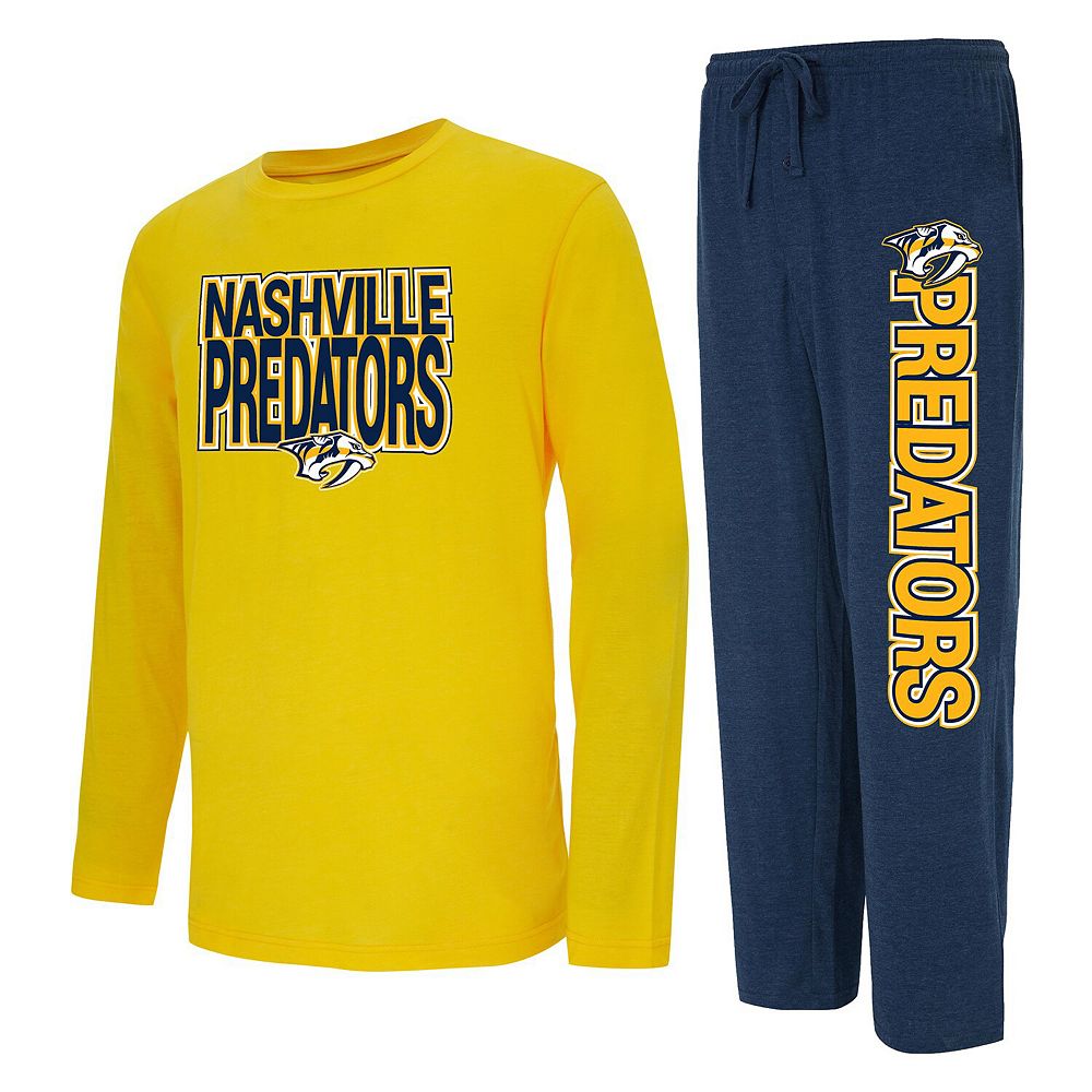 Men's Concepts Sport Navy/Gold Nashville Predators Meter Long Sleeve T ...