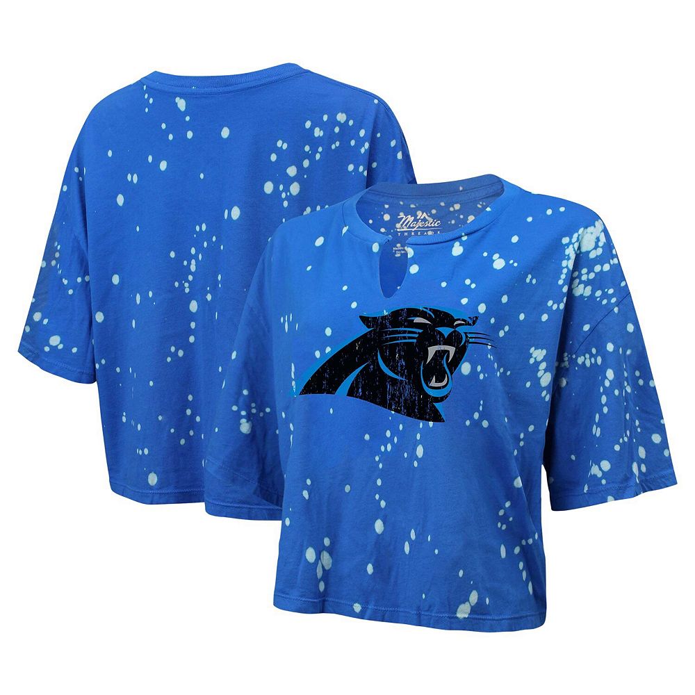 Women's Majestic Threads Blue Carolina Panthers Bleach Splatter Notch ...