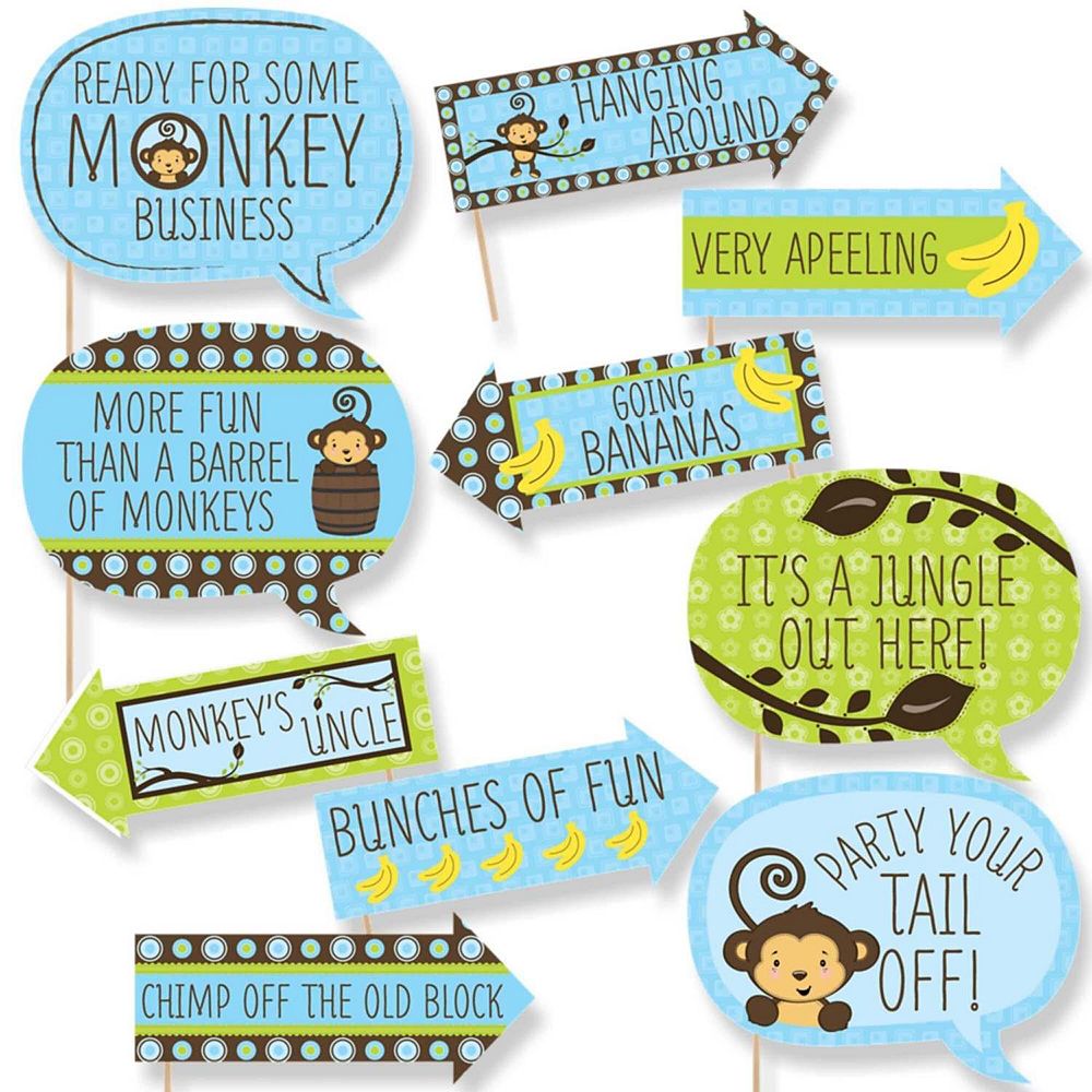 Big Dot Of Happiness Funny Blue Monkey Boy - Party Photo Booth Props ...