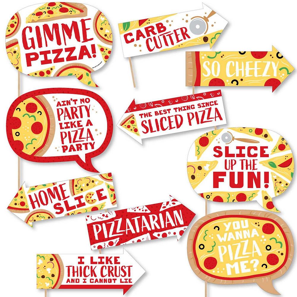 Big Dot Of Happiness Funny Pizza Party Time - Party Photo Booth Props ...