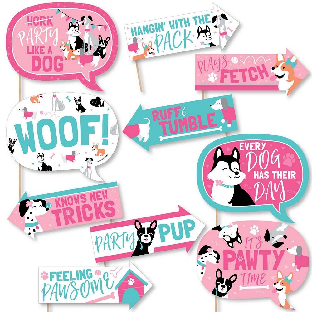 Big Dot Of Happiness Funny Pawty Like A Puppy Girl - Pink Dog Party ...