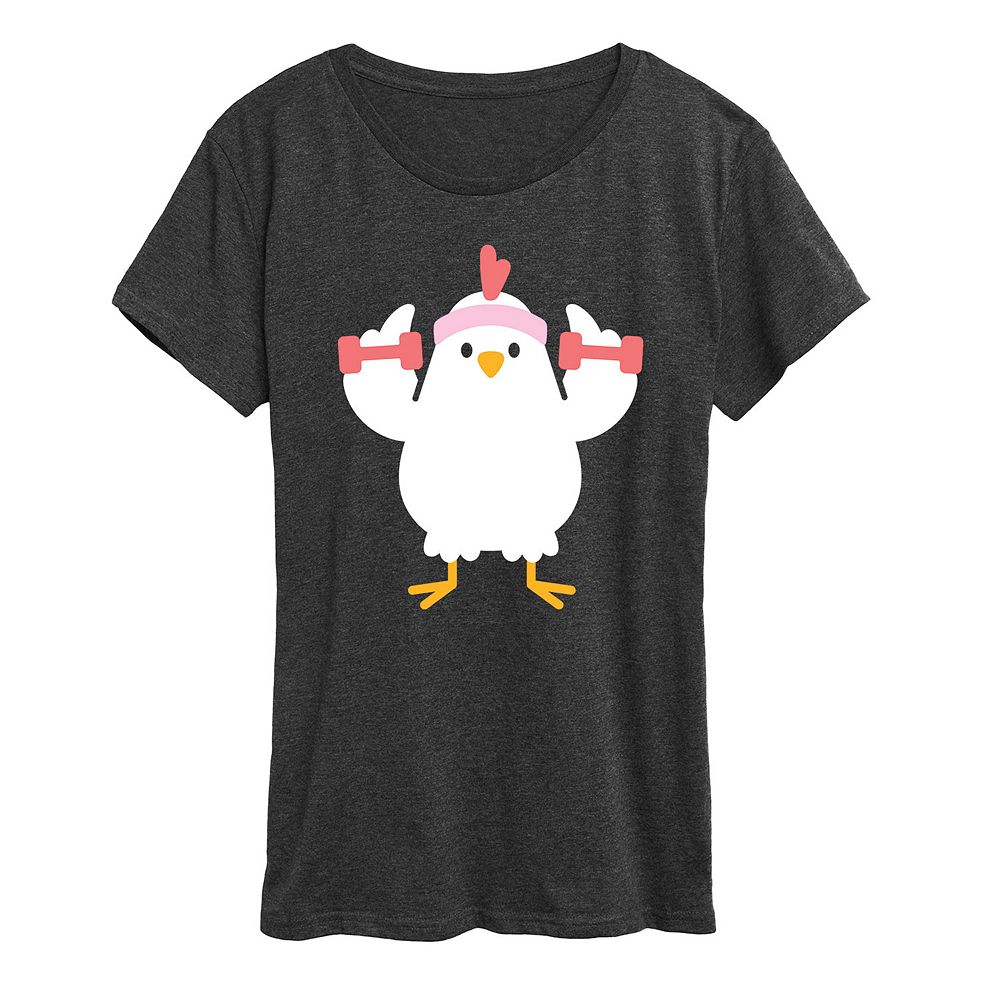 Women's Workout Chicken Graphic Tee
