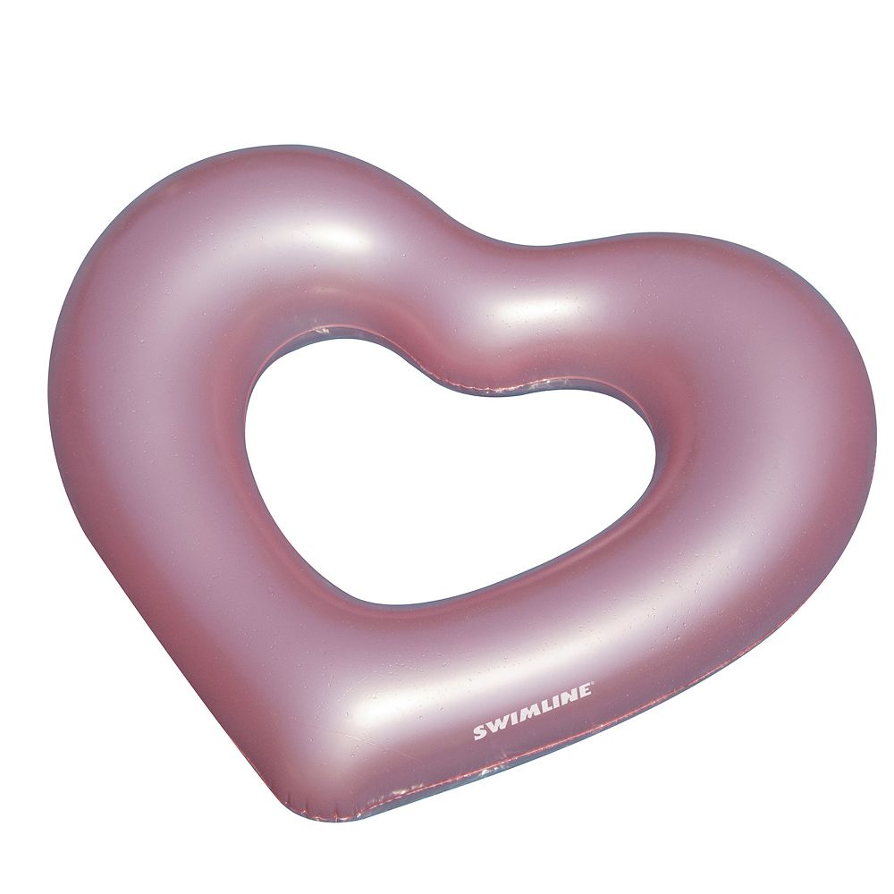50-Inch Metallic Pink Heart Swimming Pool Inner Tube Float
