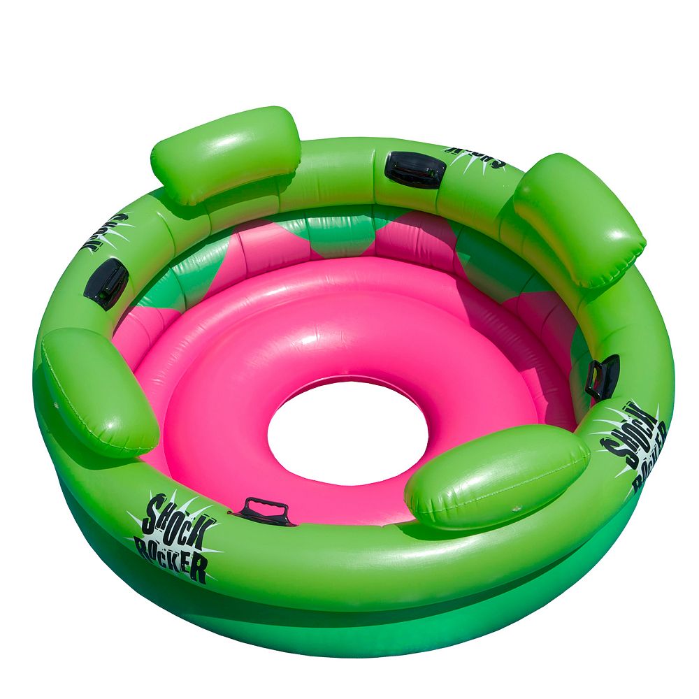 75" Bright Green and Pink Inflatable Shock Rocker Swimming Pool Float Toy