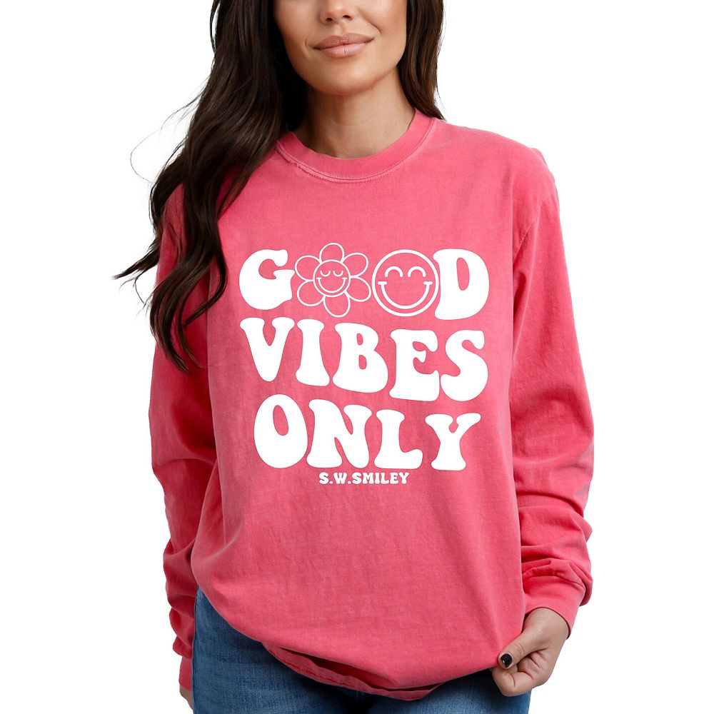 Simply Sage Market S.W.Smiley Good Vibes Only Smiley Face Garment Dyed ...