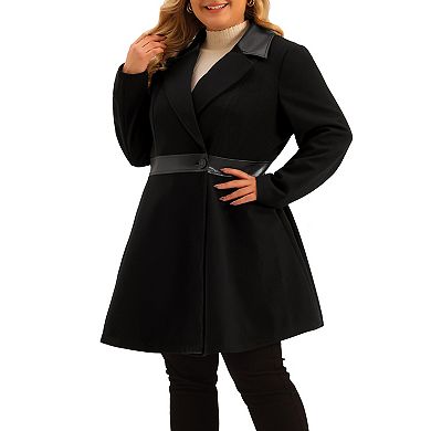 Women's Plus Size Fashion Notched Lapel Single Breasted Long Overcoats