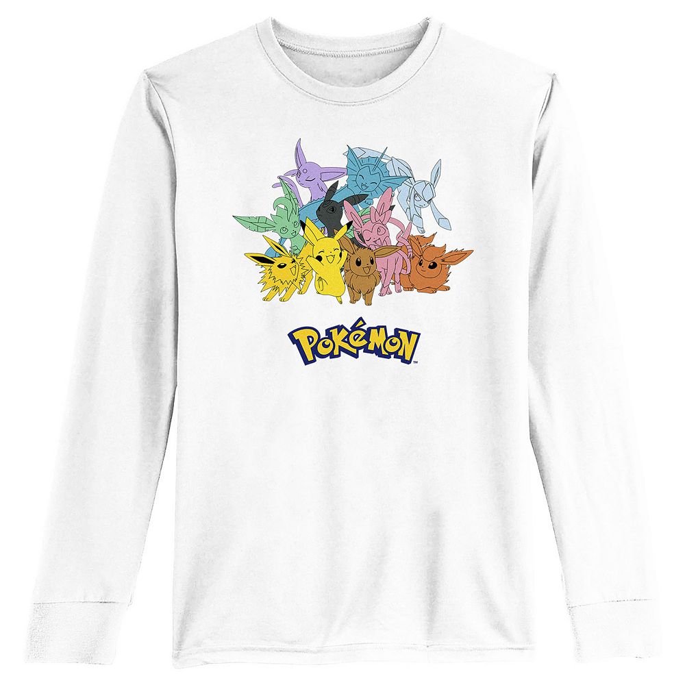 Boys 8-20 Pokemon Pikachu And Eeveelutions Long Sleeve Tee