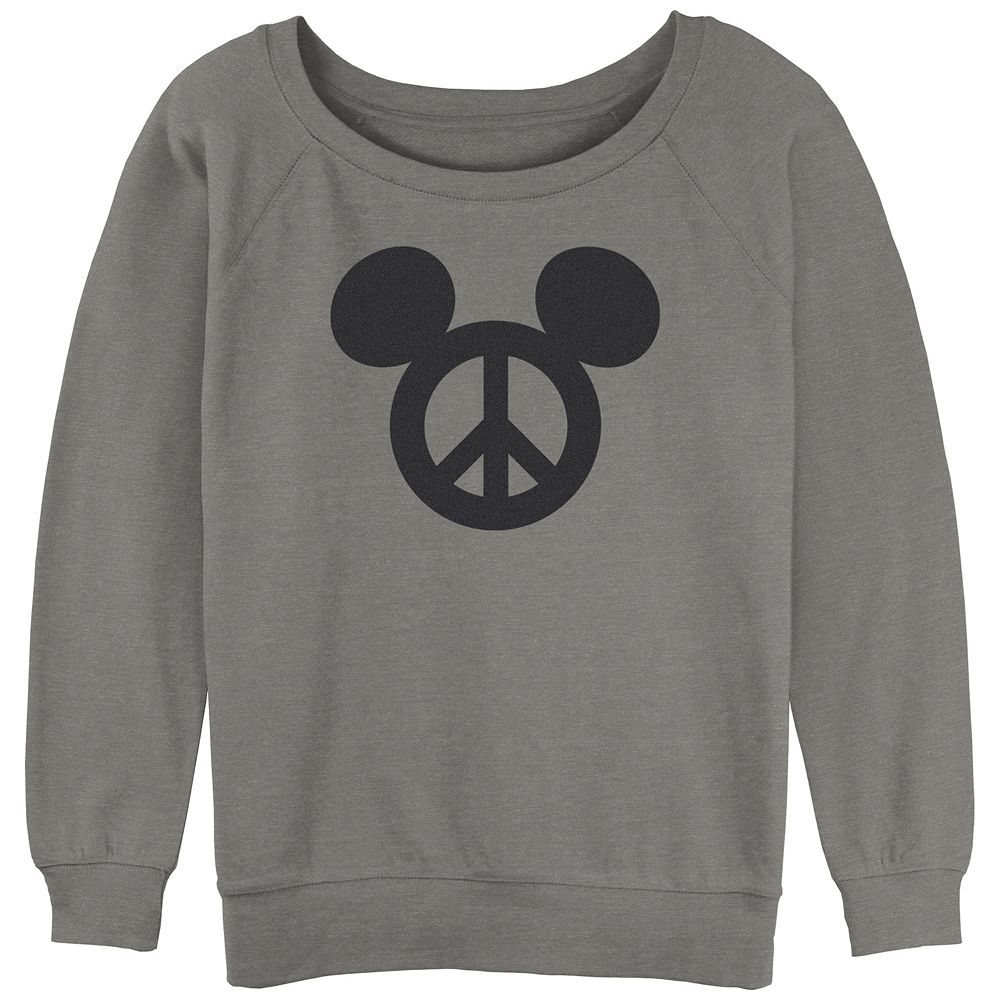 Juniors' Mickey Mouse Peace Sign Graphic Slouchy Terry
