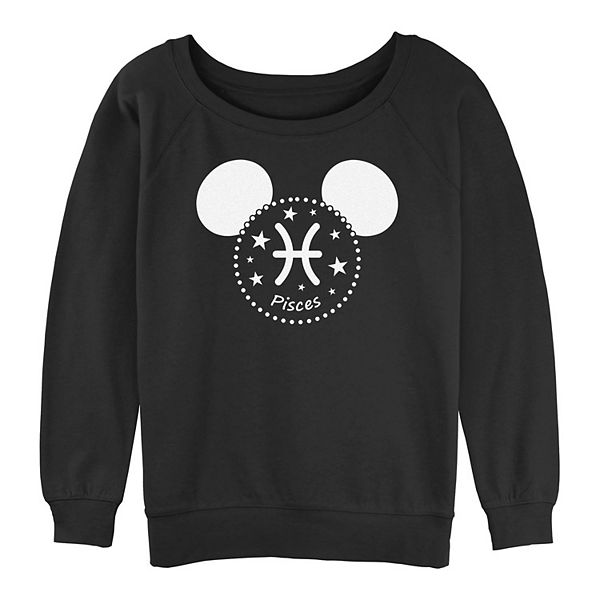 Juniors' Mickey Mouse Pisces Sign Graphic Slouchy Terry