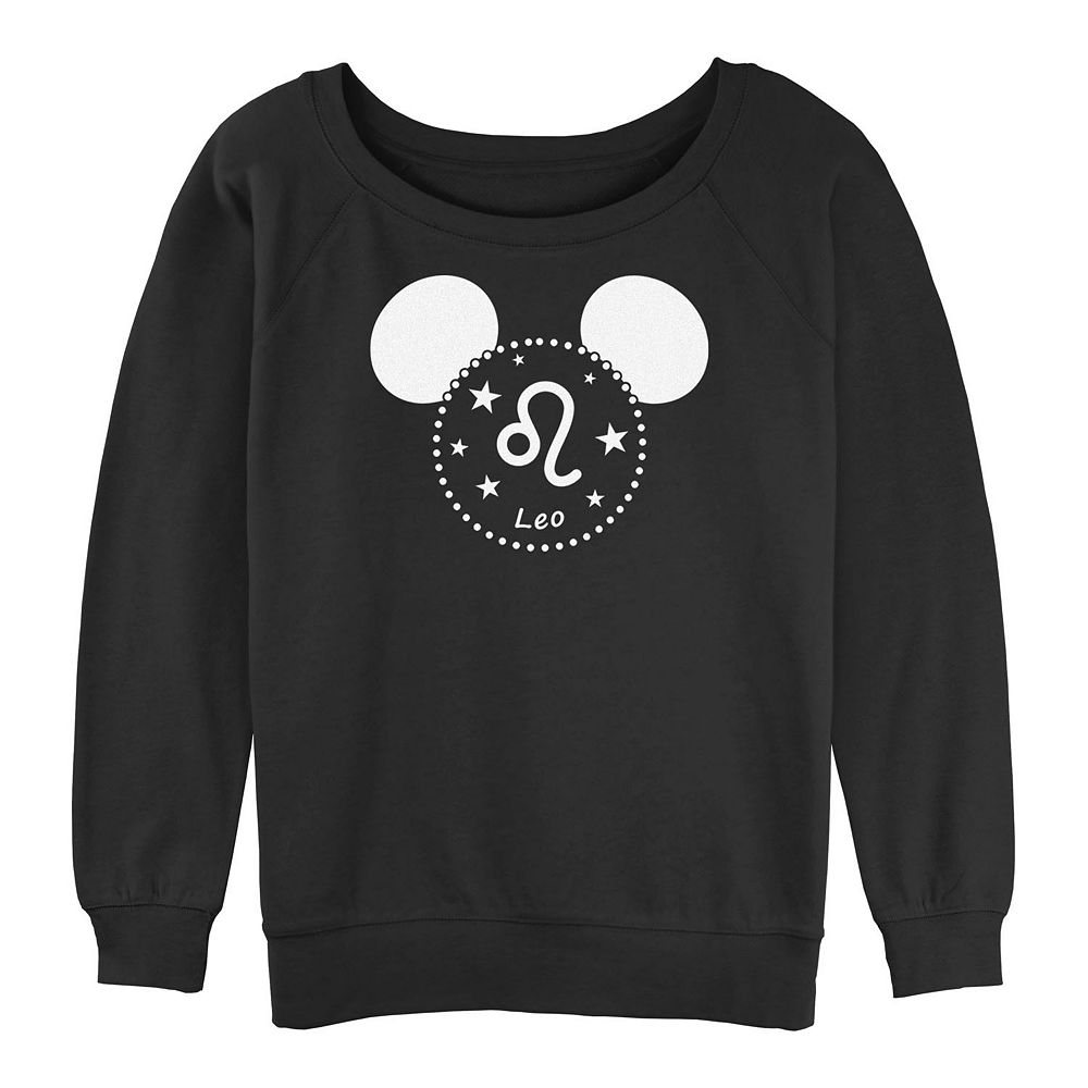 Juniors' Mickey Mouse Leo Sign Graphic Slouchy Terry