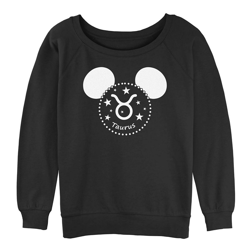 Juniors' Mickey Mouse Taurus Sign Graphic Slouchy Terry