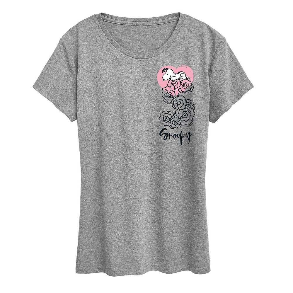 Women's Peanuts Snoopy Valentine's Roses Graphic Tee