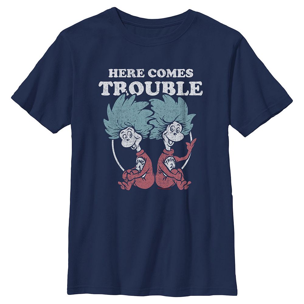 Boys Dr. Seuss Thing 1 And Thing 2 Here Comes Trouble Graphic Tee