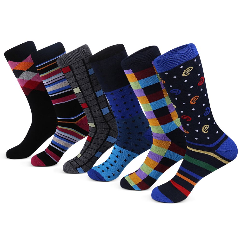 Men's Bold Designer Dress Socks 6 Pack - In an Elegant Gift Box