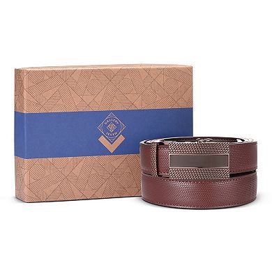 Men's Lozenge Plaque Leather Ratchet Belt