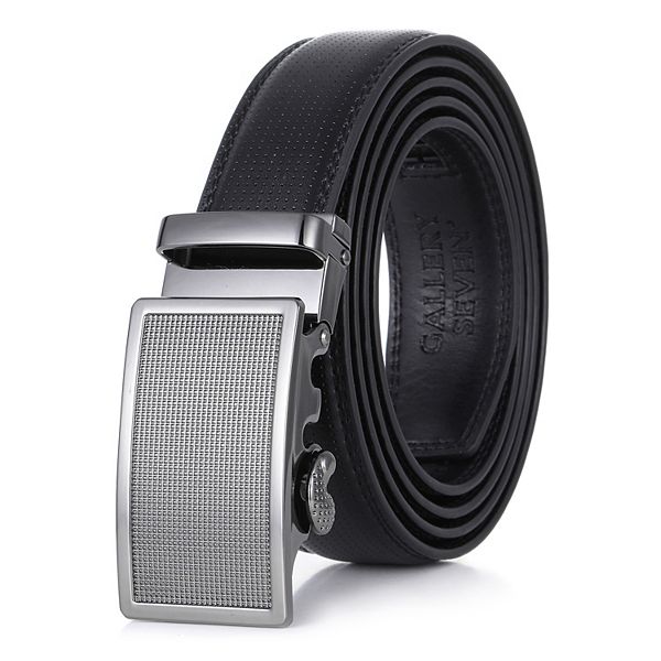 Men's Beveled Plaque Leather Ratchet Belt