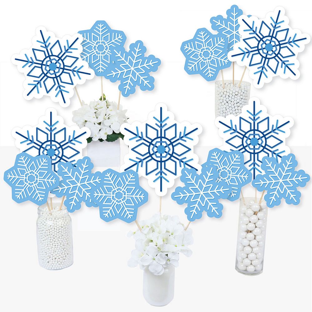 Big Dot of Happiness Blue Snowflakes - Winter Holiday Centerpiece ...